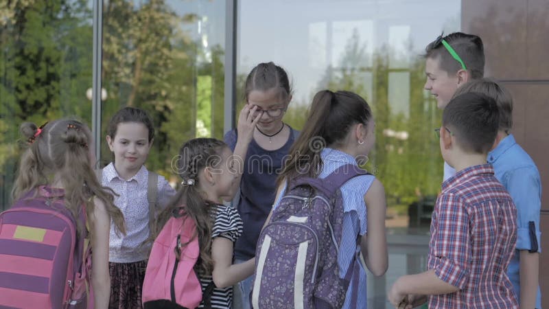 Group of Kids Meet Each Other in Front of School Stock Footage - Video ...