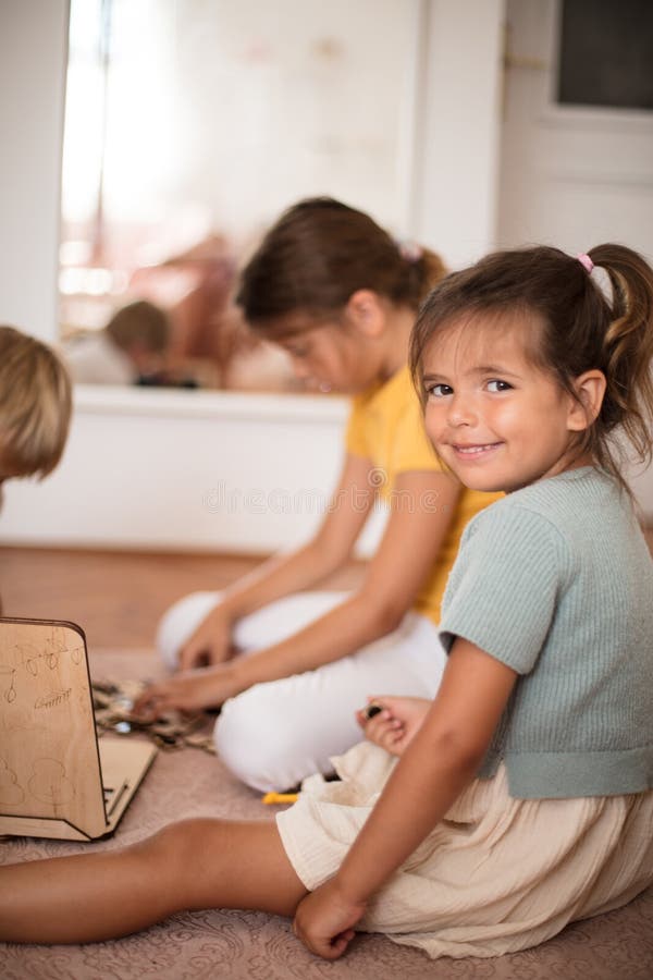 Kids Playing Interactive Games Stock Image - Image of little ...