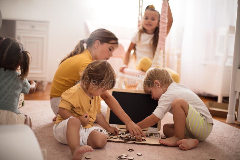Group of Kids Playing Interactive Games Stock Image - Image of kids ...
