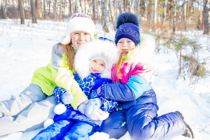 Kids Playing Outside in Winter Stock Image - Image of activity ...