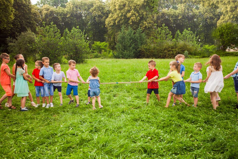 Group of Kids are Playing Tug of War Stock Image - Image of enjoy ...