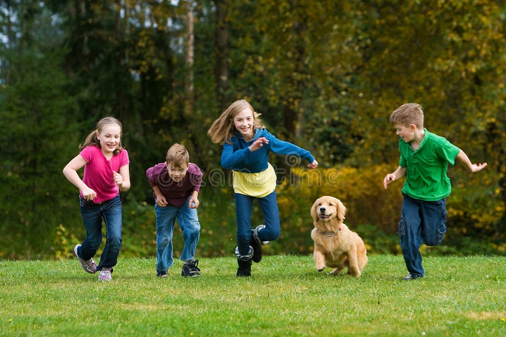A Group of Kids Racing on Grass Stock Photo - Image of active, grass ...