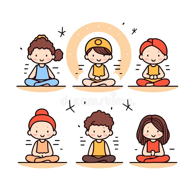 Vector of Children Sitting in Various Positions Stock Vector ...