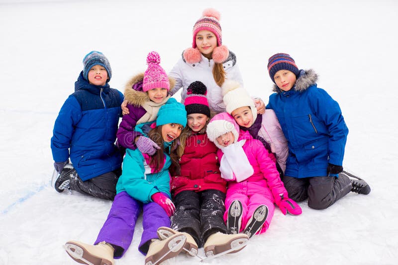 Group of Kids Lying on the Ice Stock Image - Image of cold, girl: 83666649