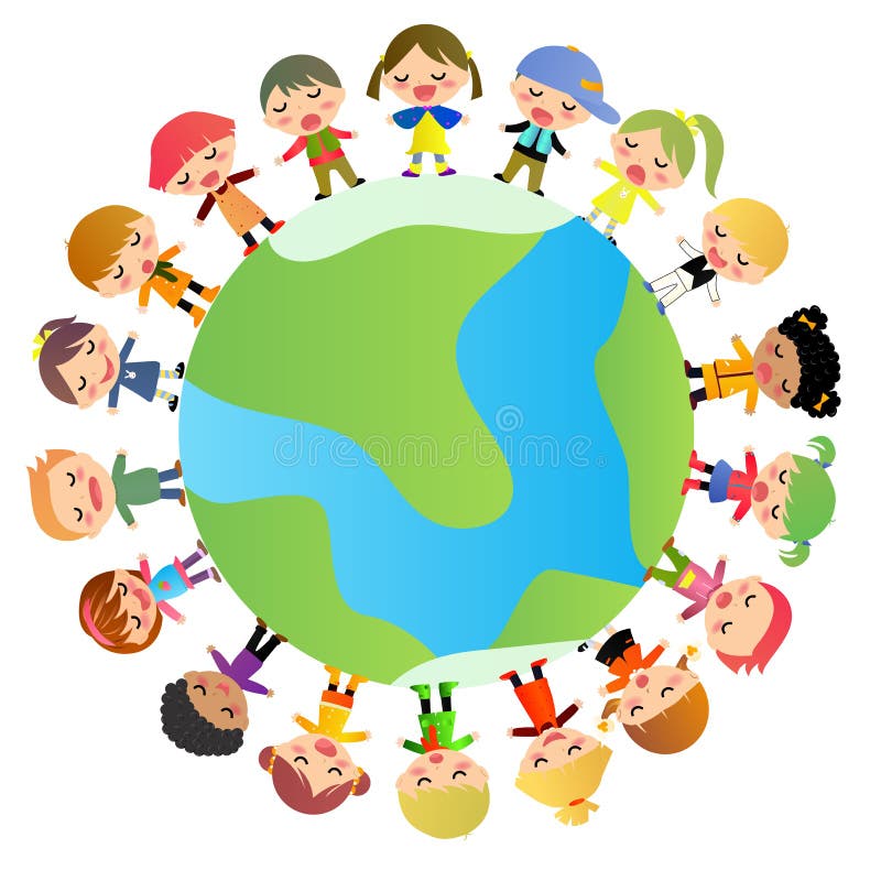 Group of Kids Standing Around the World Stock Vector - Illustration of ...