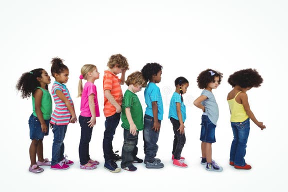 Group of Kids Standing in a Line Stock Image - Image of line, front ...