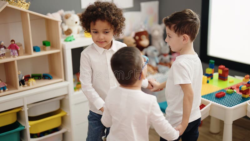 Group of Kids Students Dancing at Kindergarten Stock Image - Image of ...