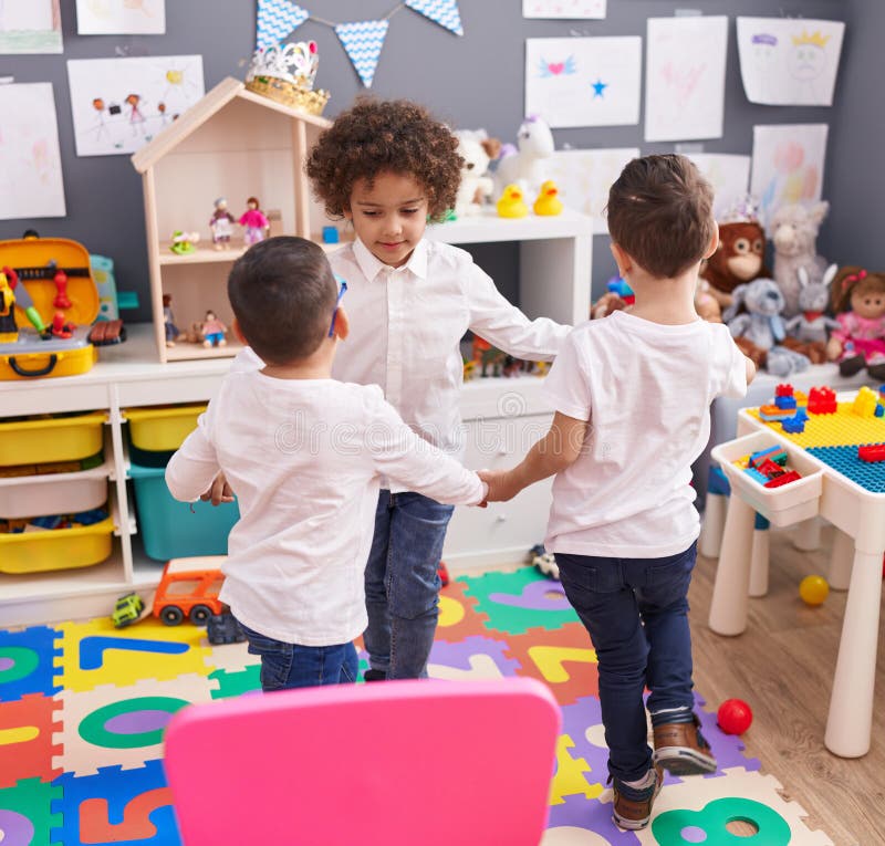 Group of Kids Students Dancing at Kindergarten Stock Image - Image of ...