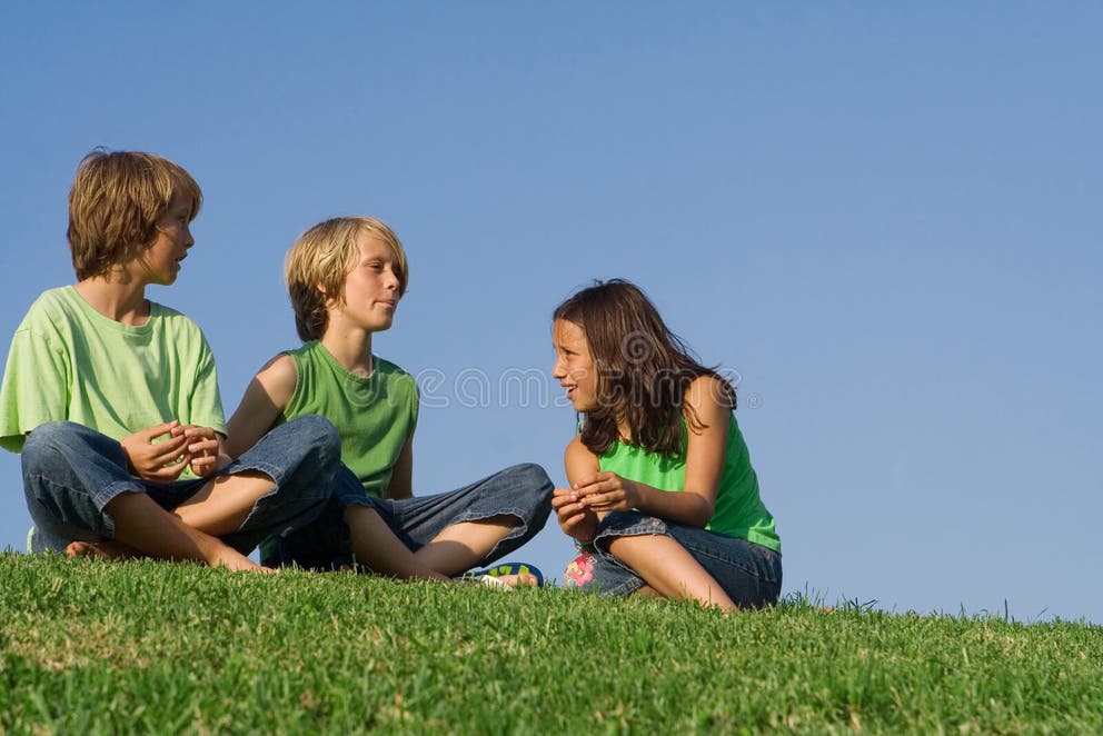 Group of kids talking stock image. Image of friendship - 5558153