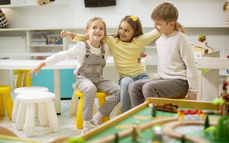 Group of Kindergarten Kid Friends Sitting and Having Fun Stock Photo ...