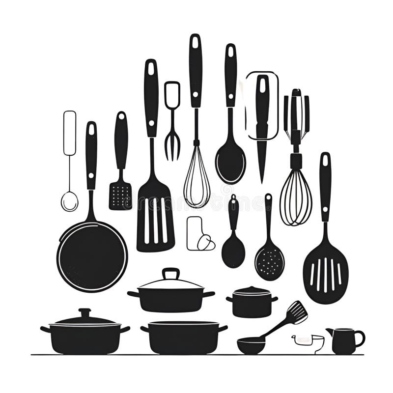 A Group of Kitchen Utensils Stock Illustration - Illustration of ...