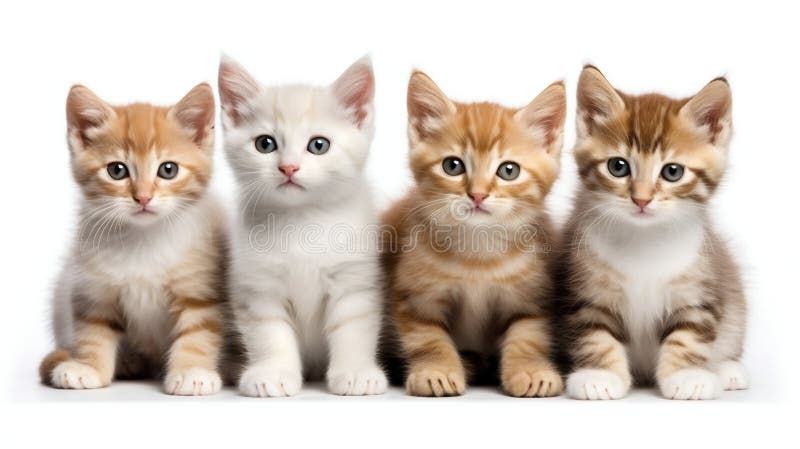 Group of Kittens Isolated on White Background. Generative Ai Stock ...
