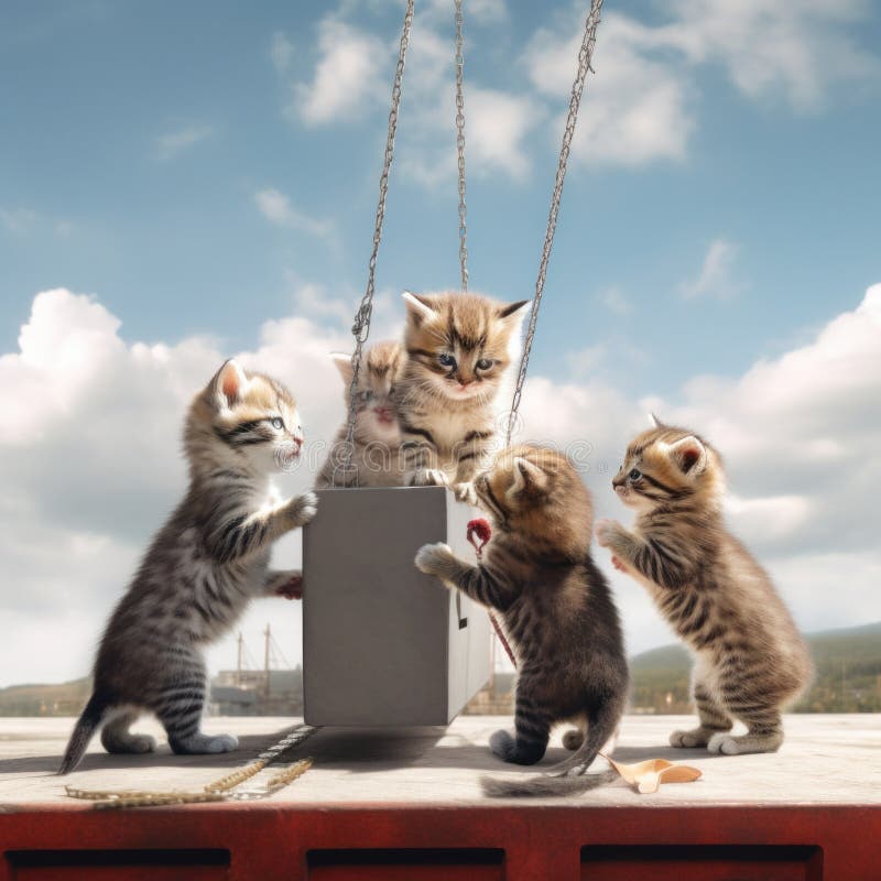 A Group of Kittens Playing on a Swing. Generative AI Image. Stock ...