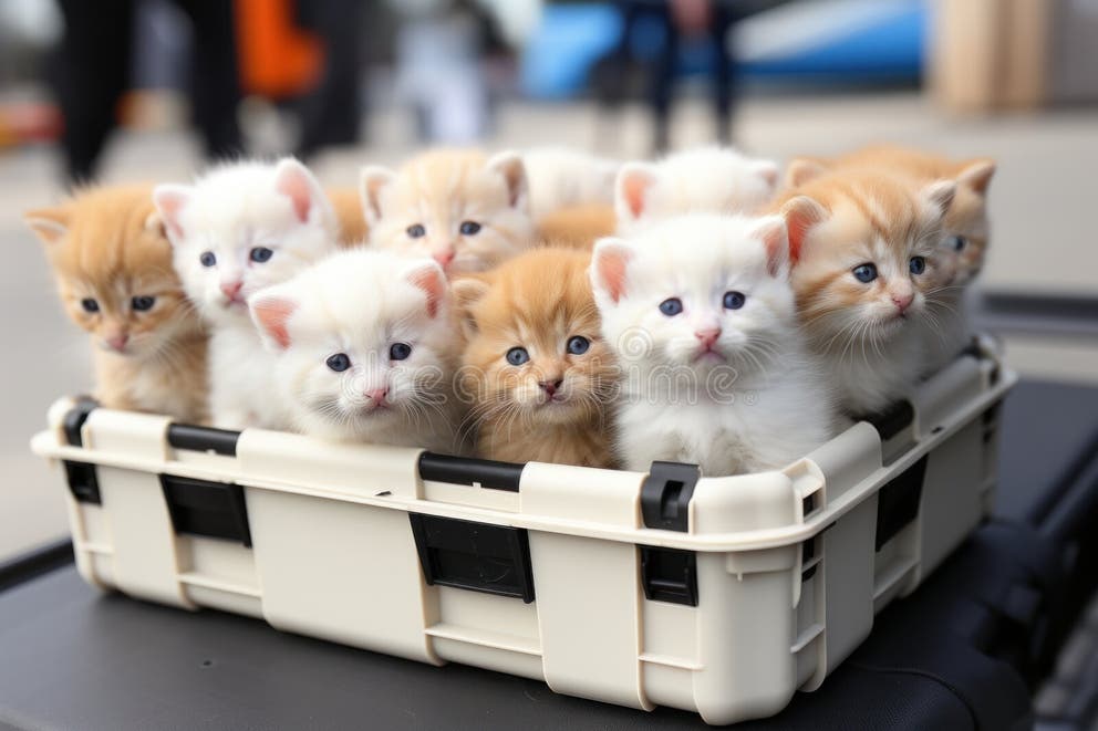A Group of Kittens Sitting in a Plastic Container. Generative AI Image ...