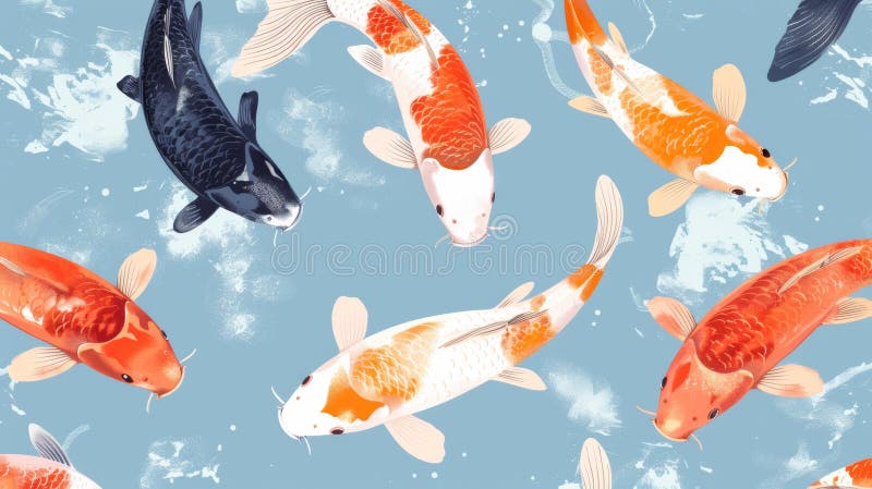 A Group of Koi Fish are Swimming in a Blue Water, AI Stock Photo ...