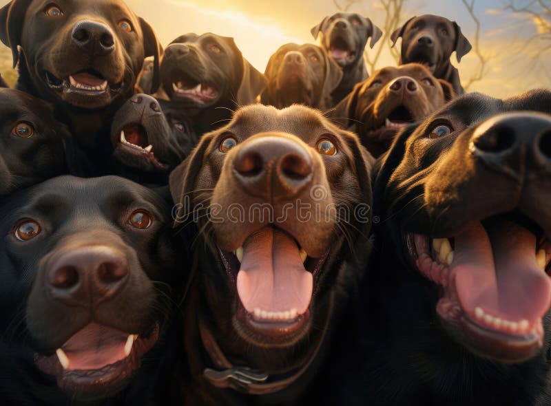 A group of Labradors stock image. Image of cute, sitting - 290944527