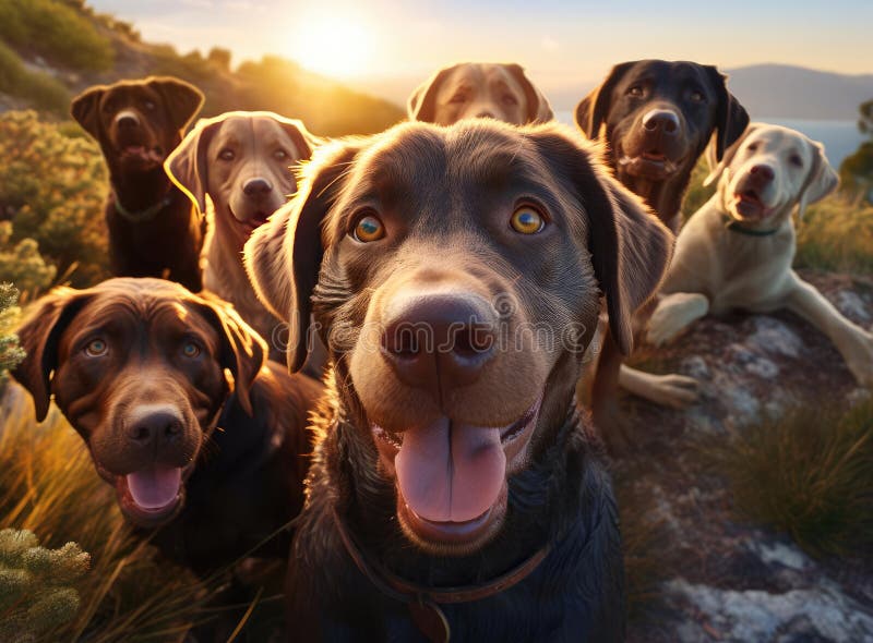 A group of Labradors stock photo. Image of young, sitting - 290946414