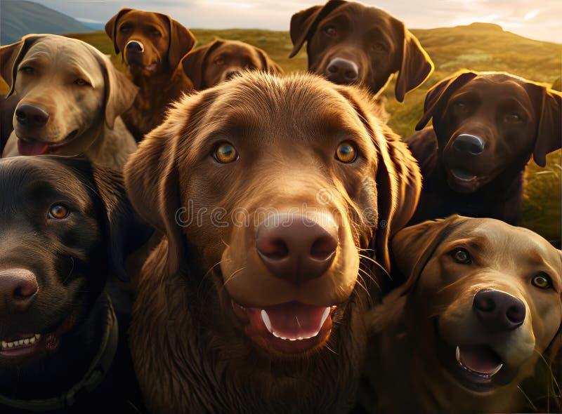 A group of Labradors stock image. Image of animals, tongue - 290954085
