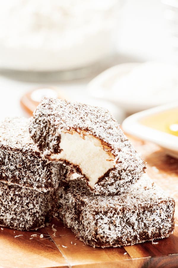 Group of Lamingtons stock image. Image of aussie, baking - 59906597