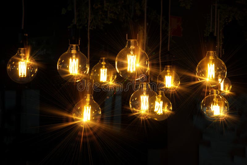 Group of Lamps in the Dark. Blurred Background Stock Image - Image of ...
