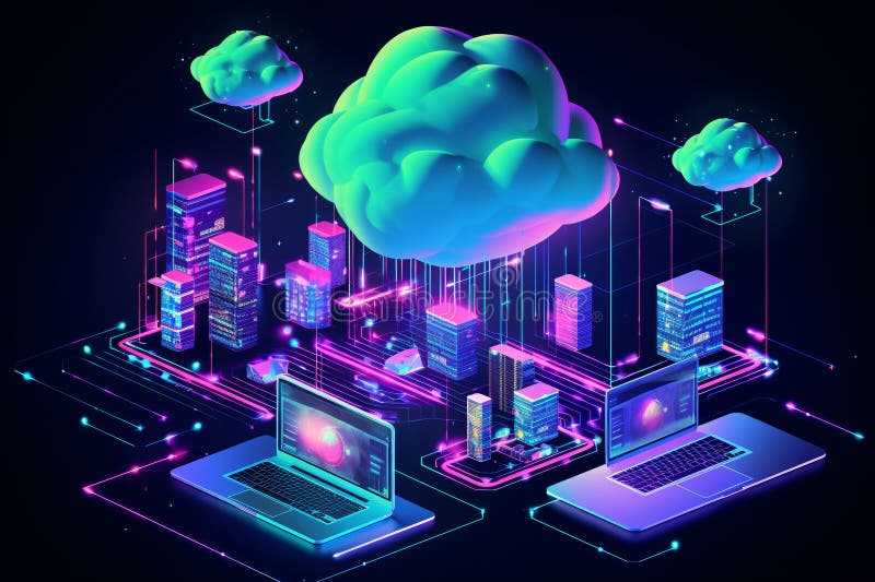 A Group of Laptops and Tablets are Connected To the Cloud Via the ...