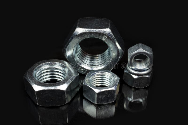 Metal Nuts and Bolts of Different Diameters and Purposes Stock Photo ...