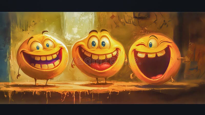 A Group of Laughing Emojis. Cartoon Smiley Stock Image - Image of ...