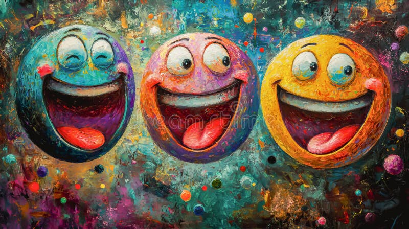 A Group of Laughing Emojis. Cartoon Smiley Stock Photo - Image of ...