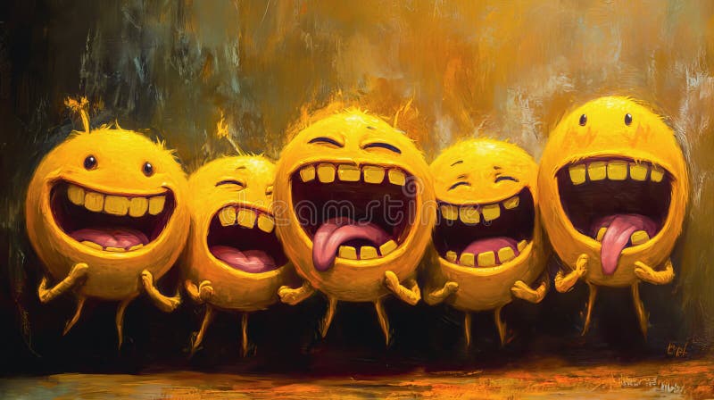 A Group of Laughing Emojis. Cartoon Smiley Stock Image - Image of ...