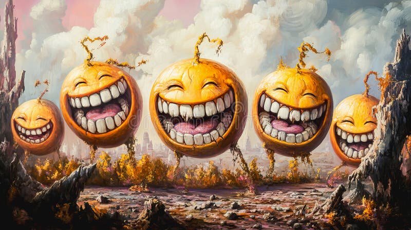 A Group of Laughing Emojis. Cartoon Smiley Stock Photo - Image of funny ...