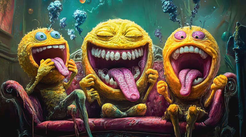 A Group of Laughing Emojis. Cartoon Smiley Stock Photo - Image of ...