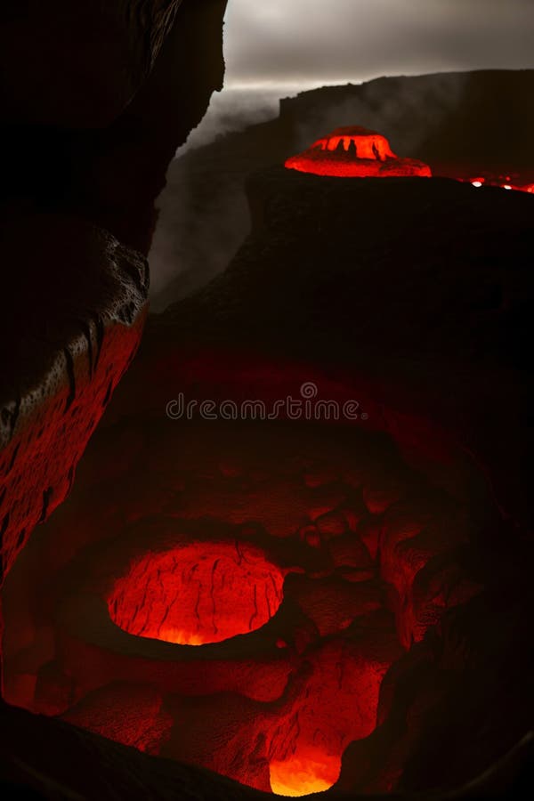 A Group of Lavas Lit Up in the Dark. Generative AI Stock Illustration ...