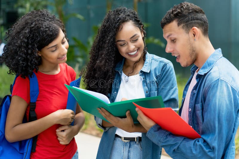 Group of Learning Brazilian and Caucasian and Latin American Students ...