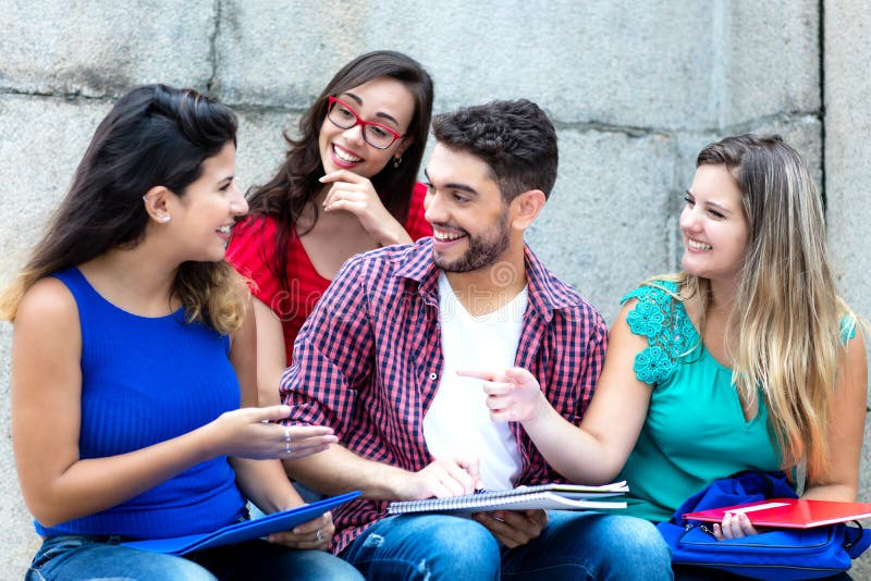 Group of Learning Caucasian and Hispanic and Latin Students Stock Image ...