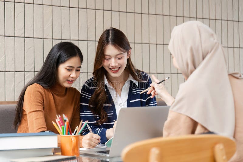 Group Learning and Friendship. Joyful Students Celebrating Their ...