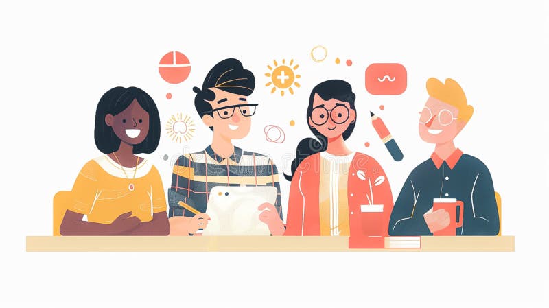 Group Learning a Language a Diverse Group of People Stock Illustration ...