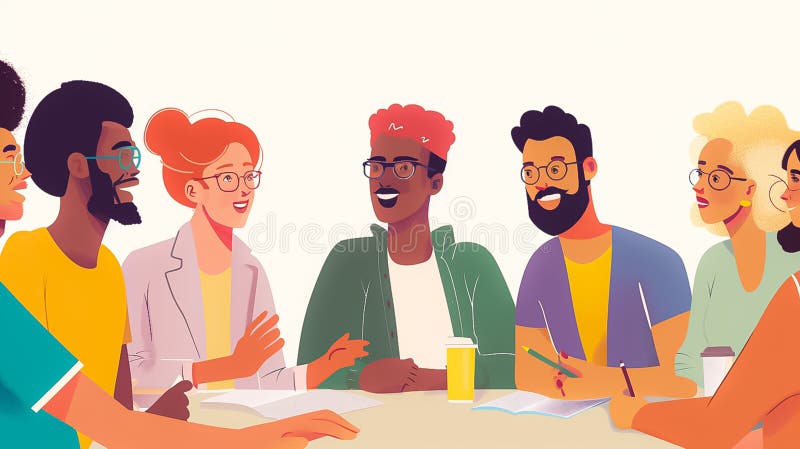 Group Learning a Language a Diverse Group of People Stock Illustration ...