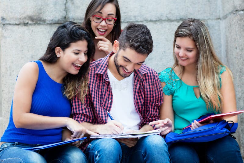 Group of Learning Latin and Caucasian and Hispanic Students Stock Photo ...