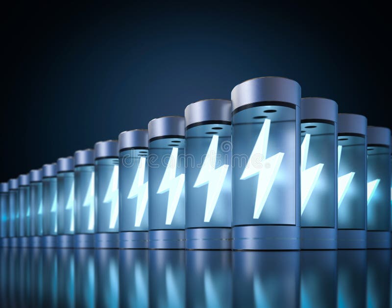 Group of Li-ion or Rechargeable Batteries with Bolt Stock Illustration ...