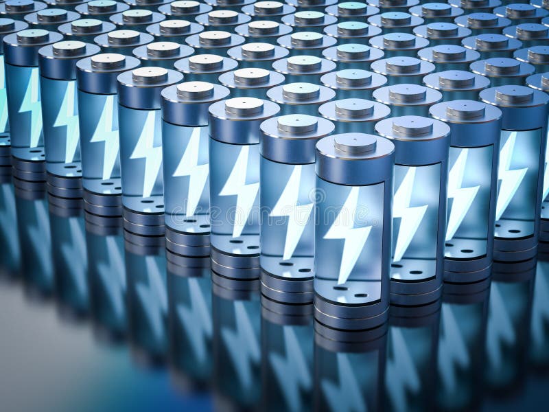 Group of Li-ion or Rechargeable Batteries with Bolt Stock Illustration ...