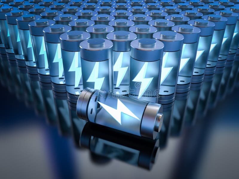 Group of Li-ion or Rechargeable Batteries with Bolt Stock Illustration ...
