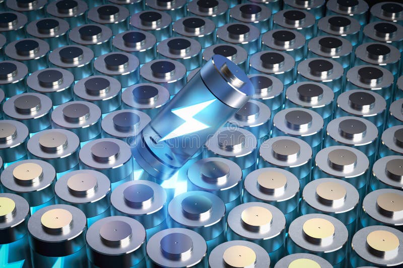 Group of Li-ion or Rechargeable Batteries with Bolt Stock Illustration ...