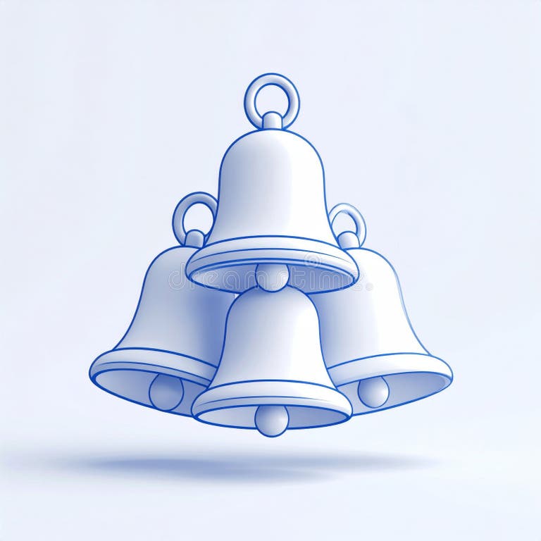 Group of Light Blue Bells 3D Render Stock Illustration - Illustration ...