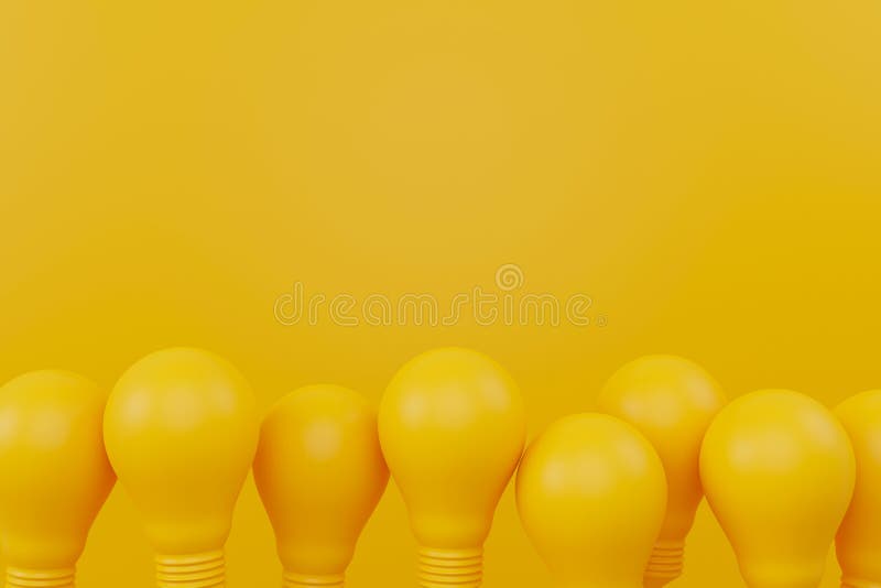 Group of Light Bulb Yellow with Space. Concept of Creative Idea and ...