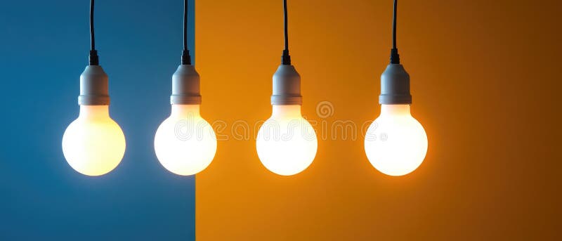 A Group of Light Bulbs Suspended from a Ceiling, Providing Soft ...