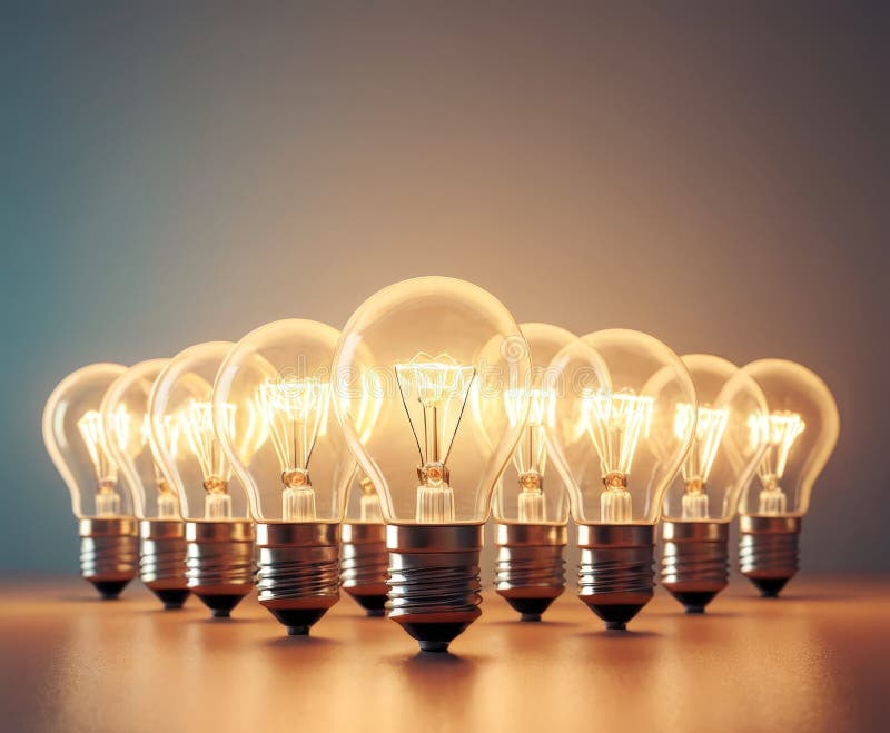 Group light bulbs on table stock illustration. Illustration of ...