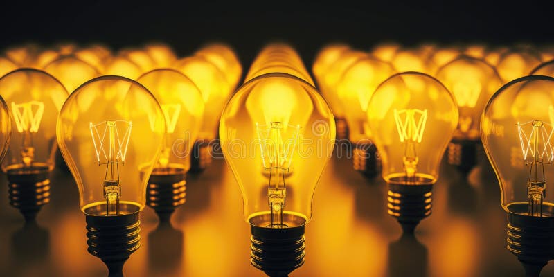A Group of Light Bulbs on a Table, Suitable for Various Concepts Stock ...