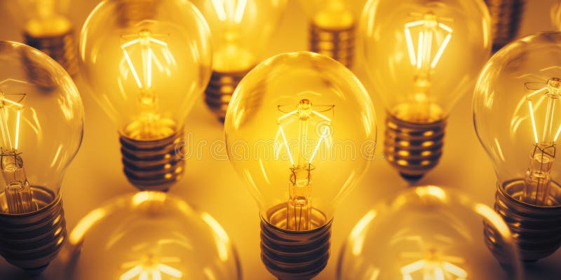Group of Light Bulbs on a Table, Suitable for Various Concepts and ...