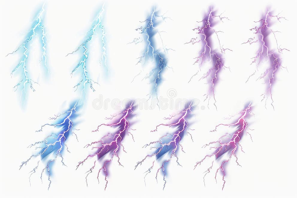 A Group of Lightning Flashes Illuminated the White Sky, with No Clouds ...