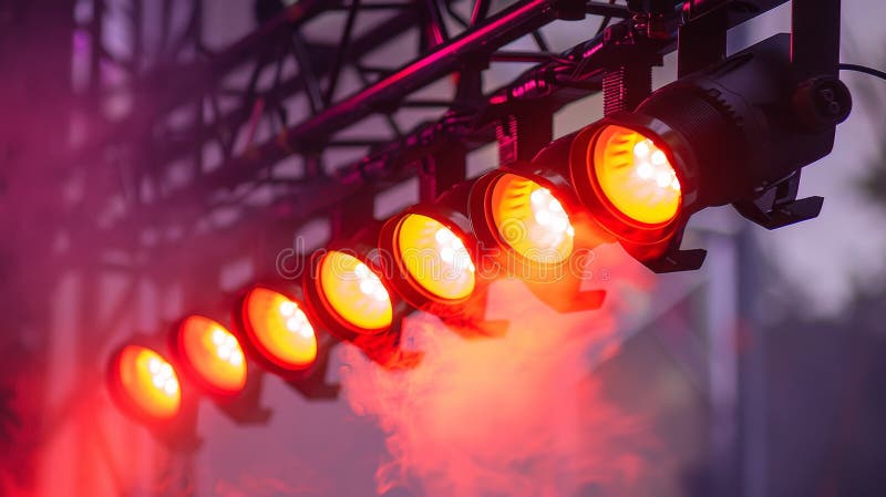 A Group of Lights that are Lit Up on a Stage, AI Stock Image - Image of ...
